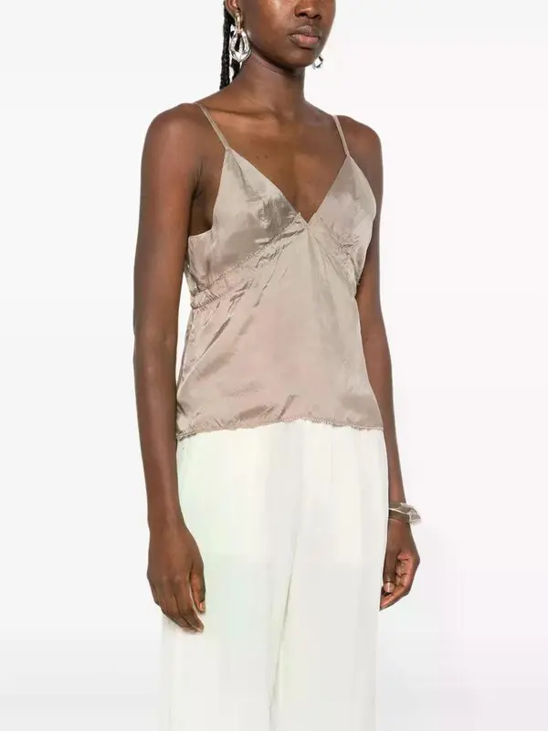 FEDERICO CINA Taupe V-neck Spaghetti Strap Top