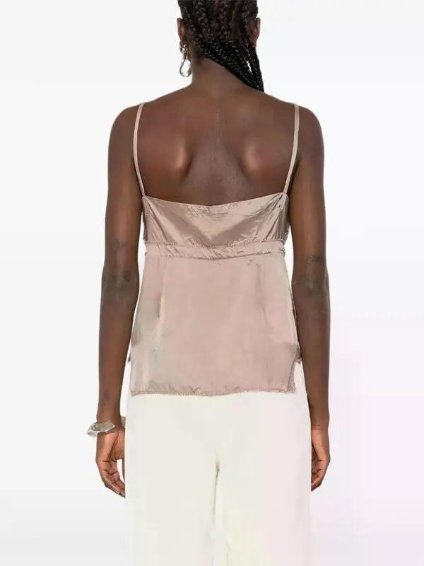 FEDERICO CINA Taupe V-neck Spaghetti Strap Top
