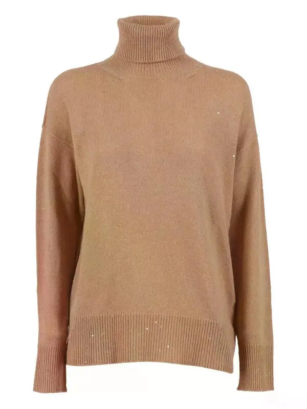 Lorena Antoniazzi Sequin-embellished Turtleneck Sweater - Brown