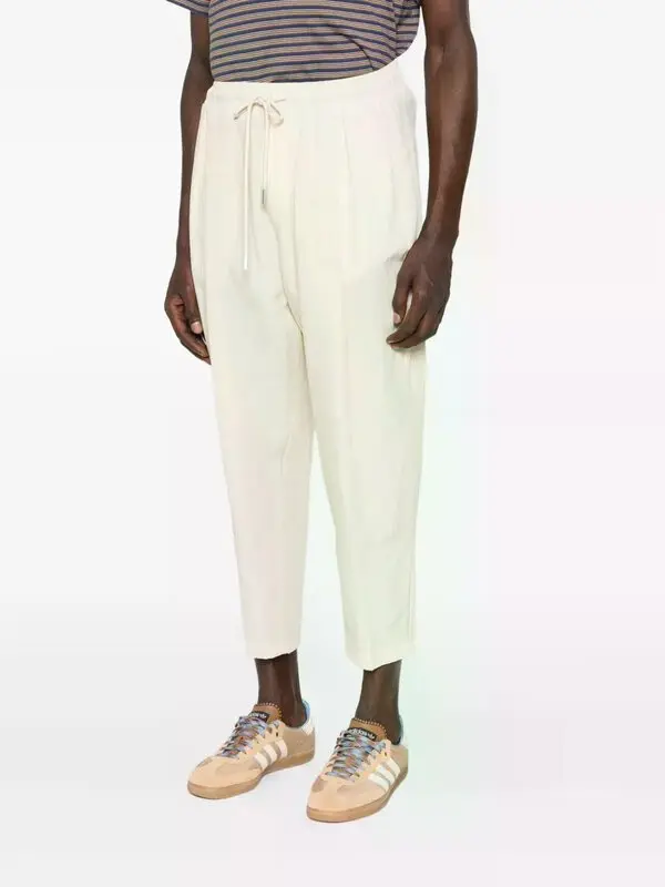 YES LONDON Pleated Drawstring Cropped Trousers