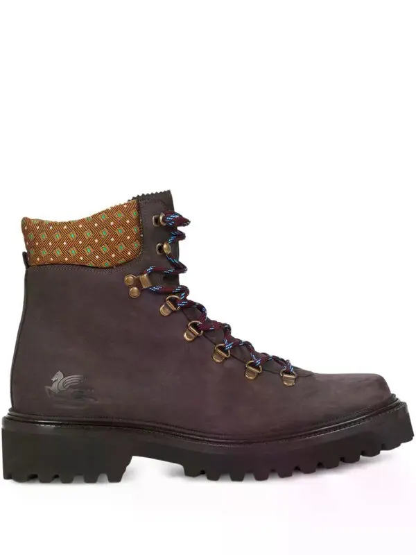 Etro Lace-up Ankle Boots With Patterned Collar