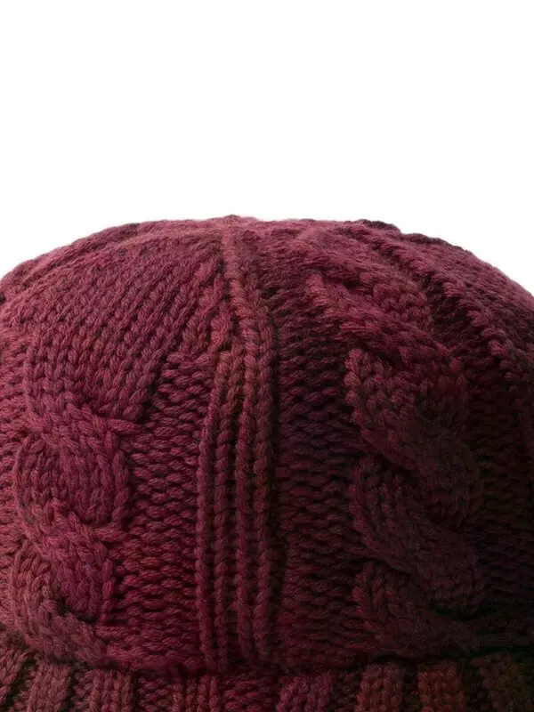 Prada Cable Knit Wool Bucket Hat - Red