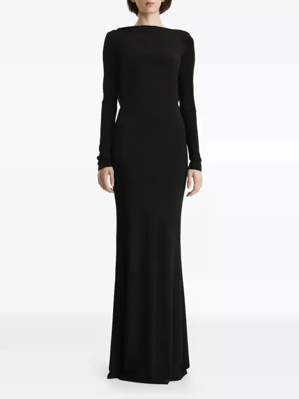 2310 STUDIO Long Sleeve Maxi Dress With Cowl Back - Black