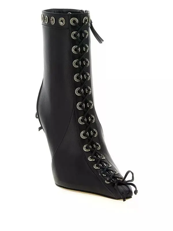 Mach & Mach 95mm Lace-up Studded Ankle Boots