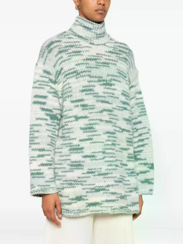 Marc O'polo High-neck Striped Sweater - Green