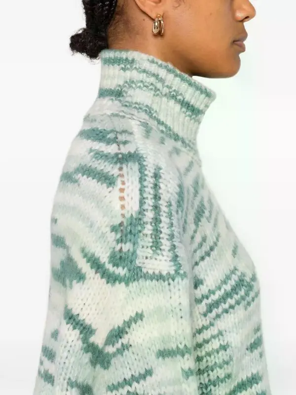 Marc O'polo High-neck Striped Sweater - Green