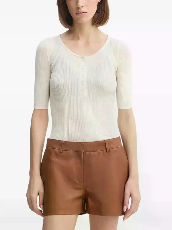 HERSKIND Brown Leather High-waist Shorts