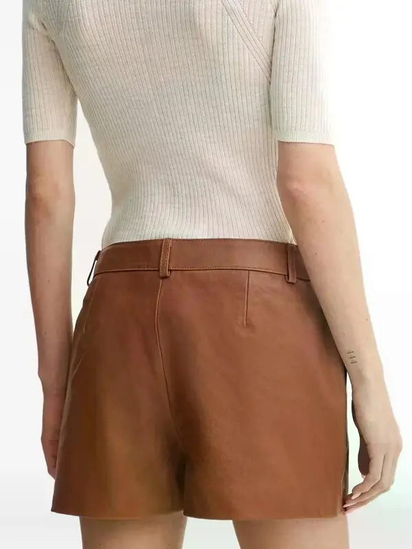 HERSKIND Brown Leather High-waist Shorts