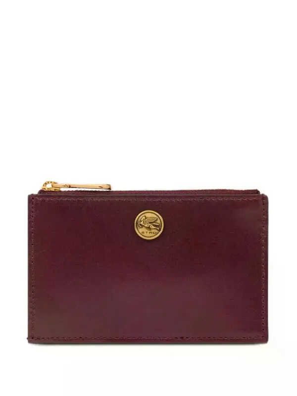 Etro Pegaso-plaque Leather Card Holder - Red