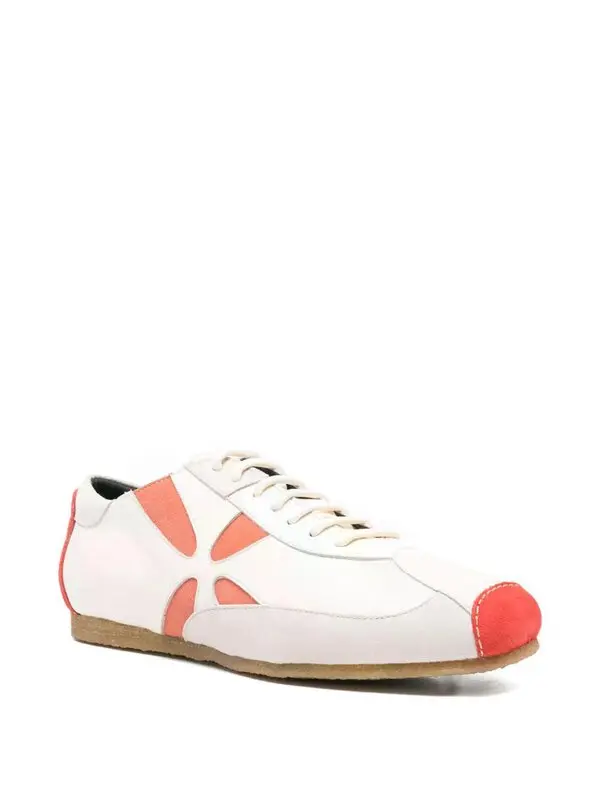 STEFAN COOKE Leather Flower-detail Lace-up Sneakers - Neutrals