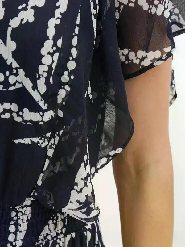 Dkny Leaf Print V-neck Midi Dress