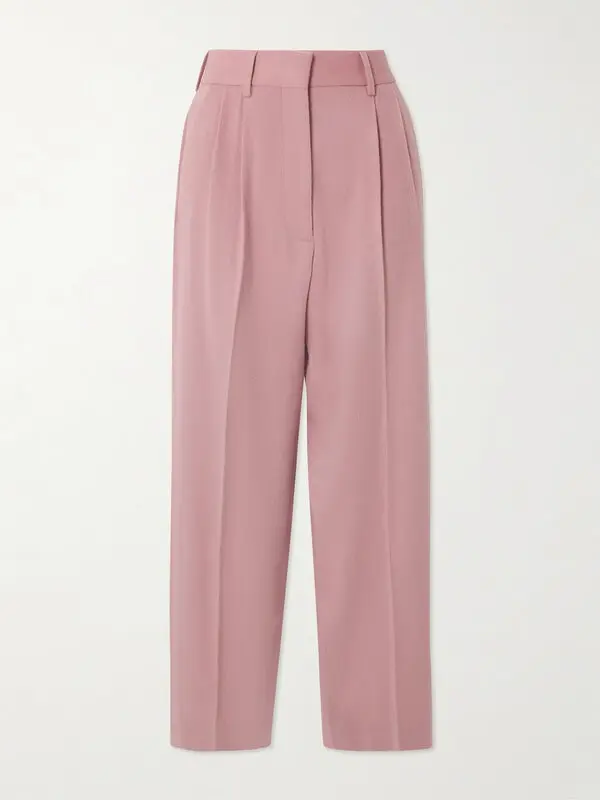 BLAZÉ MILANO Fox Pleated Wool And Cashmere-blend Tapered Trousers