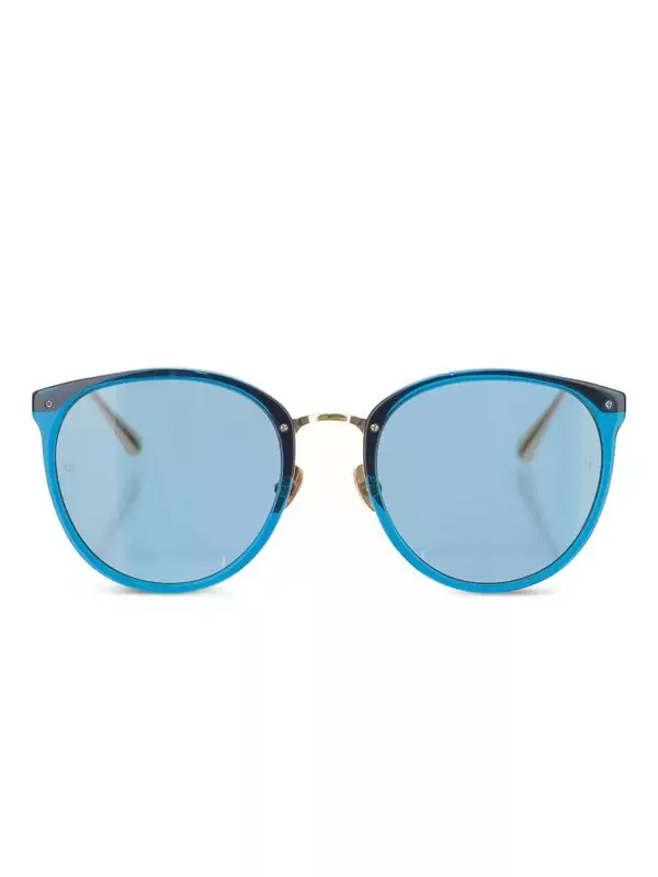 Linda Farrow Round Frame Sunglasses With Light Tinted Lenses - Blue