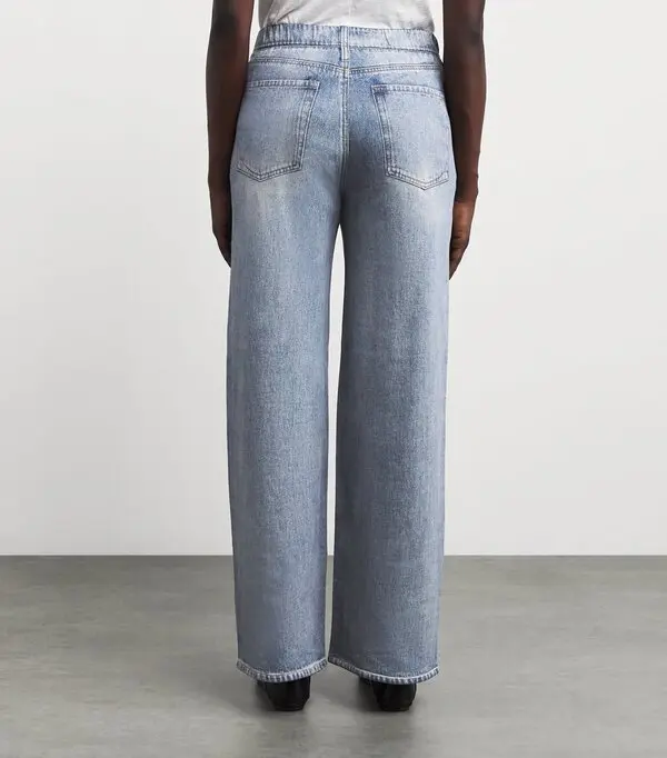 Rag & Bone Miramar Wide-leg Trackpants With Denim Print And Sporting Stripe - Blue
