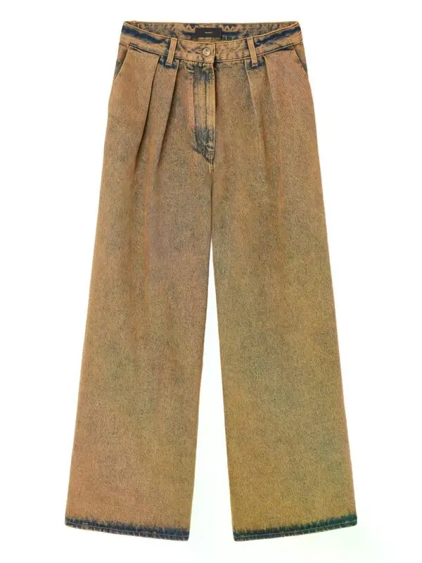 Alanui Desert Rose Pleat-detailed Acid-wash Jeans - Brown