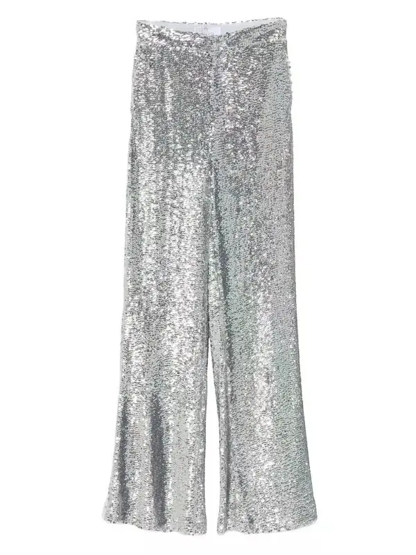 Giuseppe Di Morabito Sequinned High Waist Wide Leg Trousers - Silver