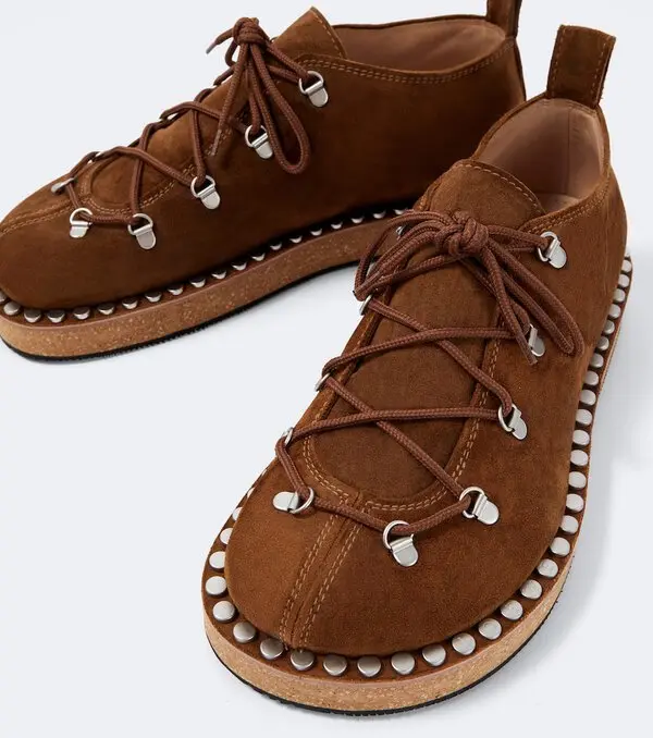 Loewe Rivet Studded Suede Lace-up Shoes