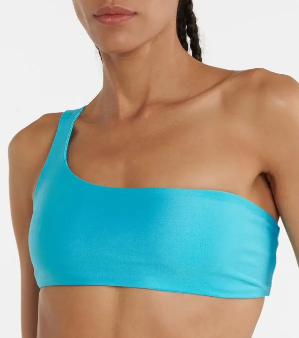 Jade Swim Apex One-shoulder Bikini Top In Bright Sheen - Blue