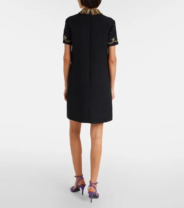 Valentino Garavani Crepe Couture Embellished Mini Dress
