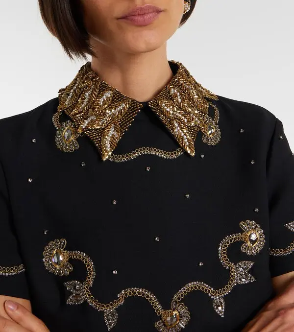 Valentino Garavani Crepe Couture Embellished Mini Dress
