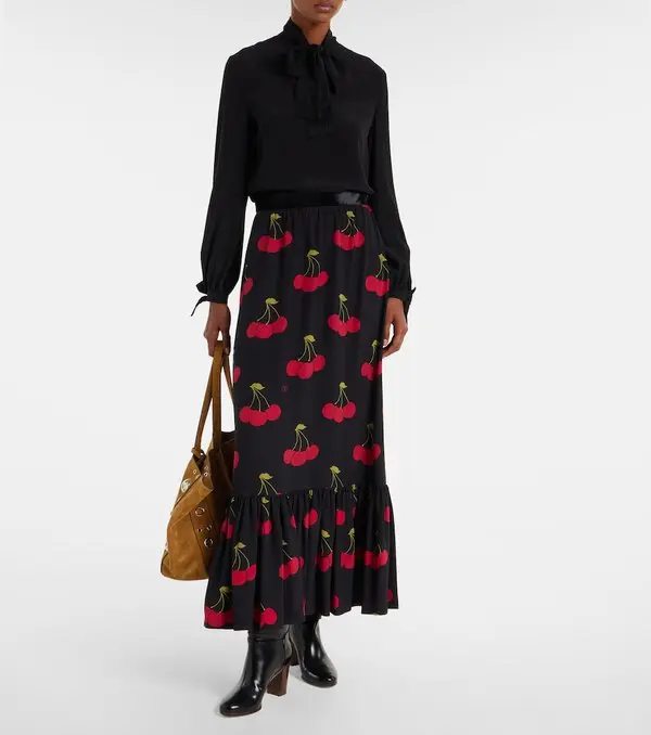 Valentino Garavani Printed Silk Maxi Skirt