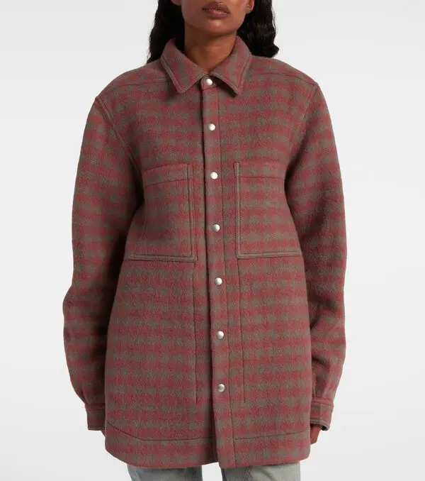 Rick Owens Checked Virgin Wool Overshirt