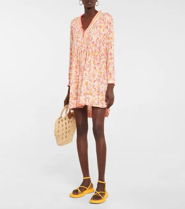 Poupette St Barth Ola Floral Rayon Georgette Minidress