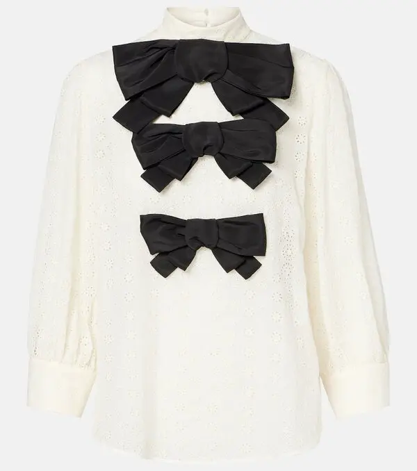 Valentino Garavani Bow Detail Cotton Top - White