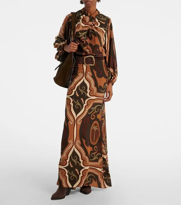 Johanna Ortiz Printed Silk Maxi Skirt - Multicoloured
