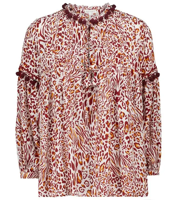 Poupette St Barth Clara Leopard-print Blouse - Red