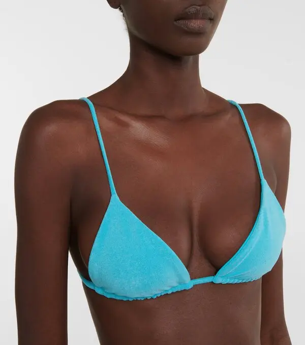 Jade Swim Terry Triangle Bikini Top - Blue