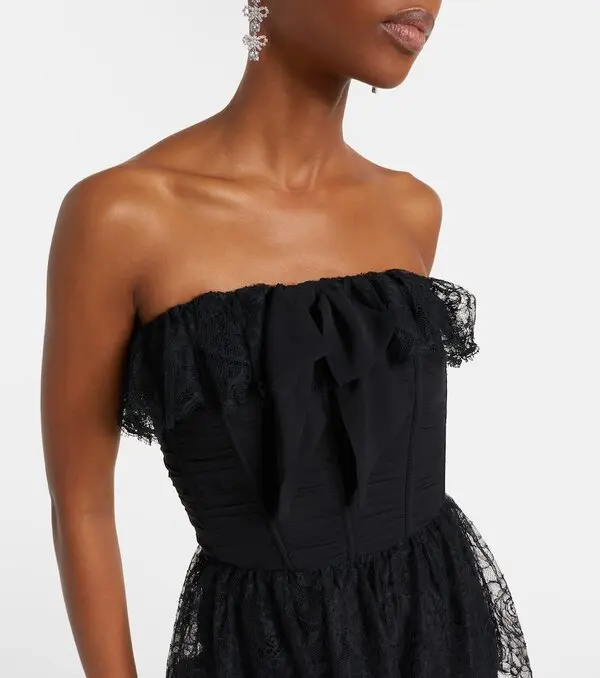Alessandra Rich Lace Bustier Dress - Black