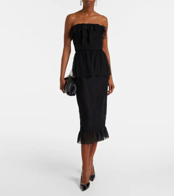Alessandra Rich Lace Bustier Dress - Black