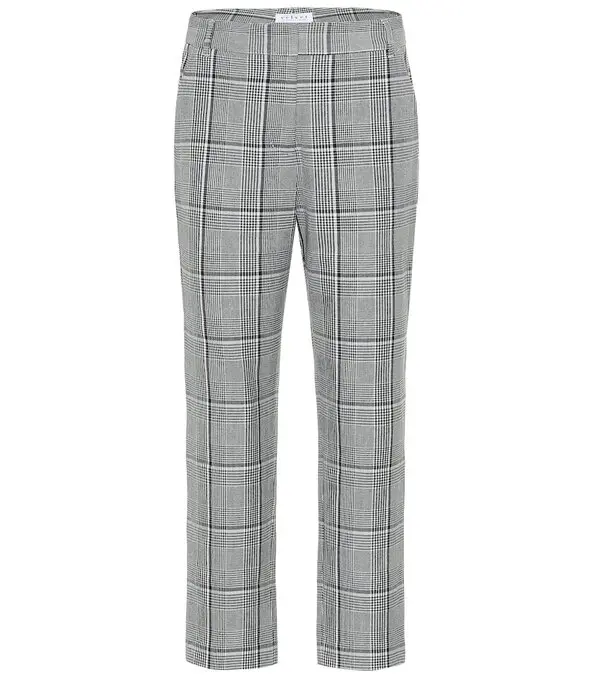 Velvet By Graham & Spencer Abigail High-rise Straight Leg Plaid Trousers - Grey
