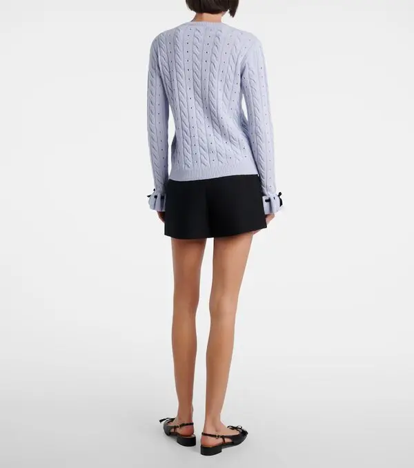 Valentino Garavani Cable-knit Virgin Wool Sweater With Bow Detail
