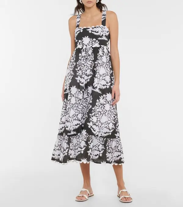 JULIET DUNN Printed Cotton Midi Dress