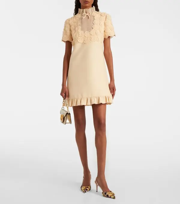 Valentino Garavani Crepe Couture Embroidered Minidress