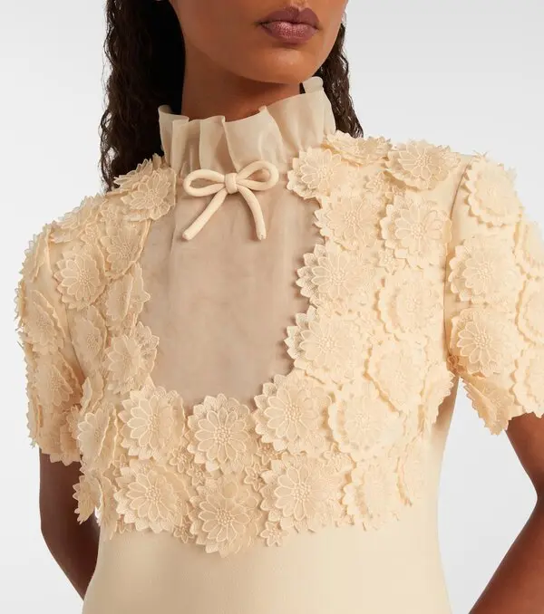 Valentino Garavani Crepe Couture Embroidered Minidress