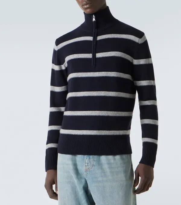 ALLUDE Wool And Cashmere Half-zip Sweater