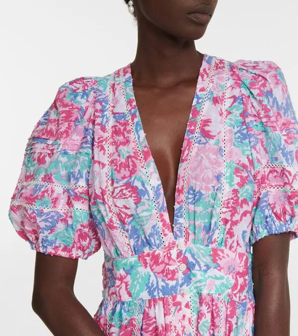 Poupette St Barth Reine Floral Midi Dress