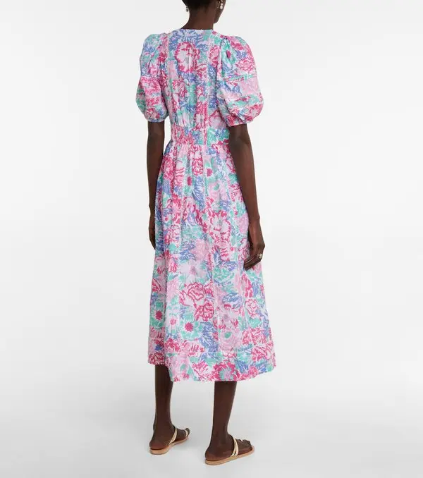 Poupette St Barth Reine Floral Midi Dress