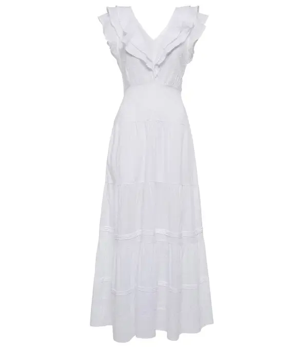 Poupette St Barth Della Cotton Midi Dress - White