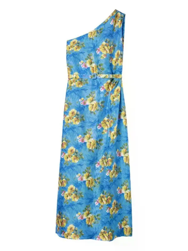 La DoubleJ One-shoulder Floral Midi Dress