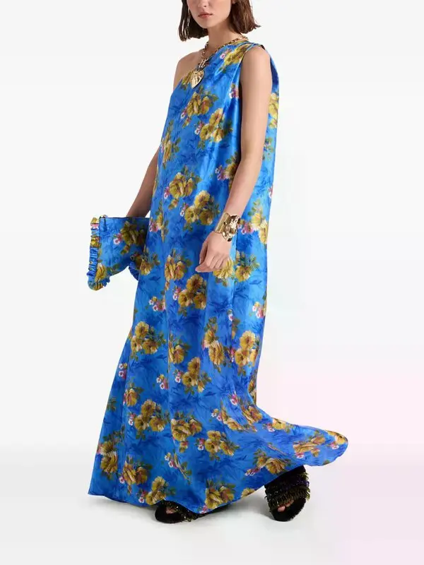 La DoubleJ One-shoulder Floral Midi Dress