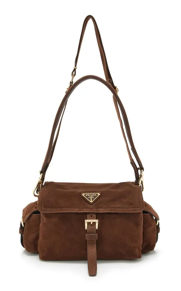 Prada Explore Small Suede Bag - Brown