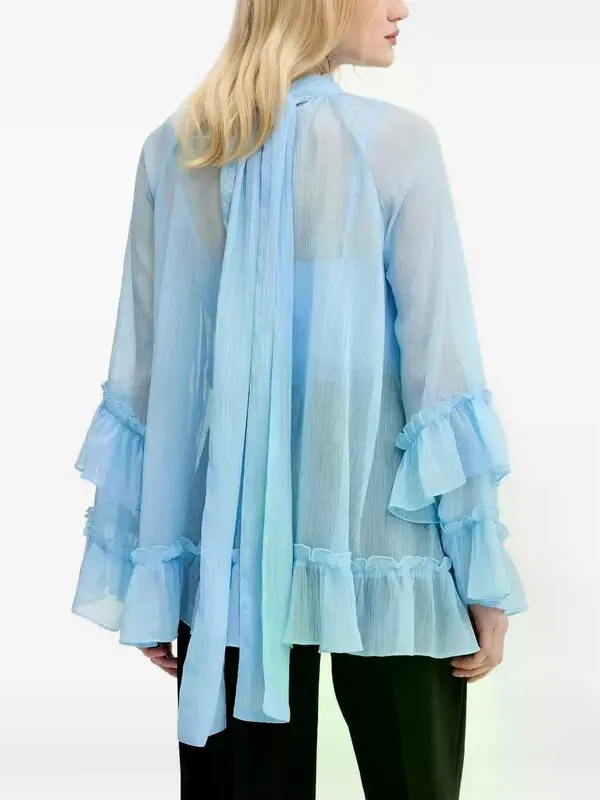 NEVER FULLY DRESSED High-neck Tiered Ruffle Blouse