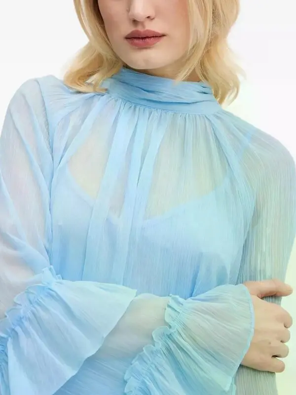NEVER FULLY DRESSED High-neck Tiered Ruffle Blouse
