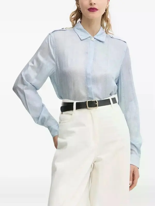 BRUUNS BAZAAR Denim-print Collared Shirt