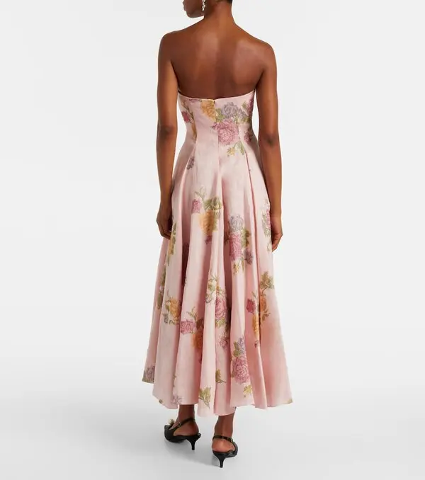 MARKARIAN Floral Linen Corset Dress