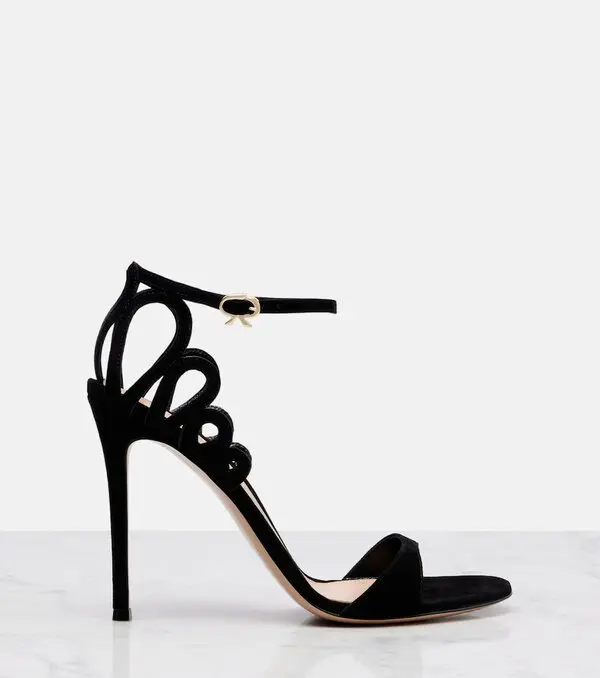 GIANVITO ROSSI Suede Sandals With Buckle-fastening Ankle Strap